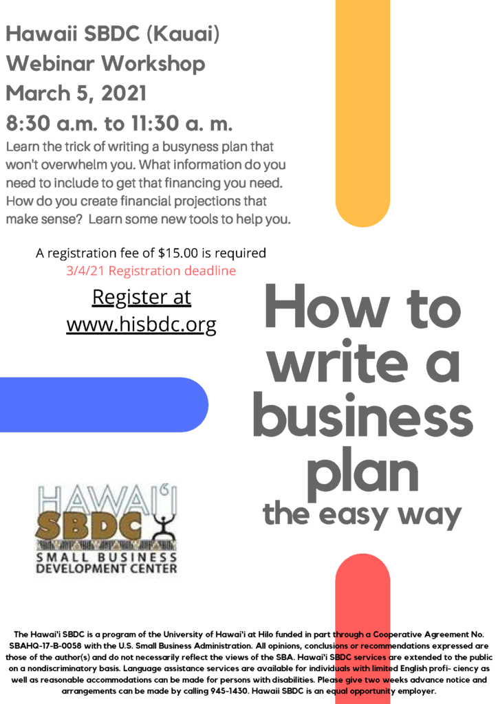 SBDC How to Write a Business Plan - KauaiForward.com